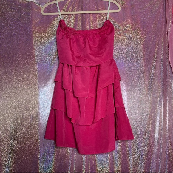 Lily Rose | Dresses | Lily Rose Vibrant Pink Layered Ruffle Strapless ...